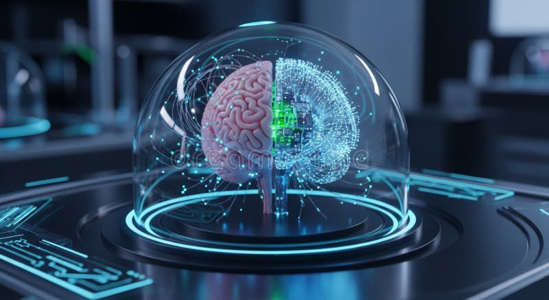 Artificial Intelligence and Human Brain Interface Concept Stock ...