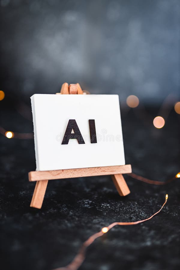AI Text on Canvas on Easel, Art and Machine Learning Concept, Image NOT ...