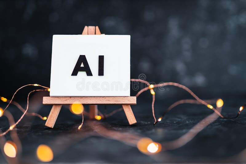 AI Text on Canvas on Easel, Art and Machine Learning Concept, Image NOT ...
