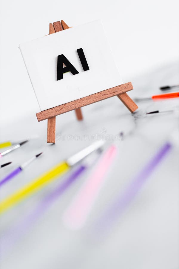 AI Text on Canvas on Easel with Brushed Around it, Machine Learning ...
