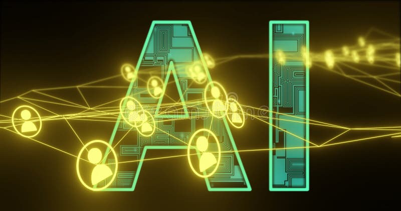 AI Text with Circuit Patterns, Connected User Icons, Artificial ...