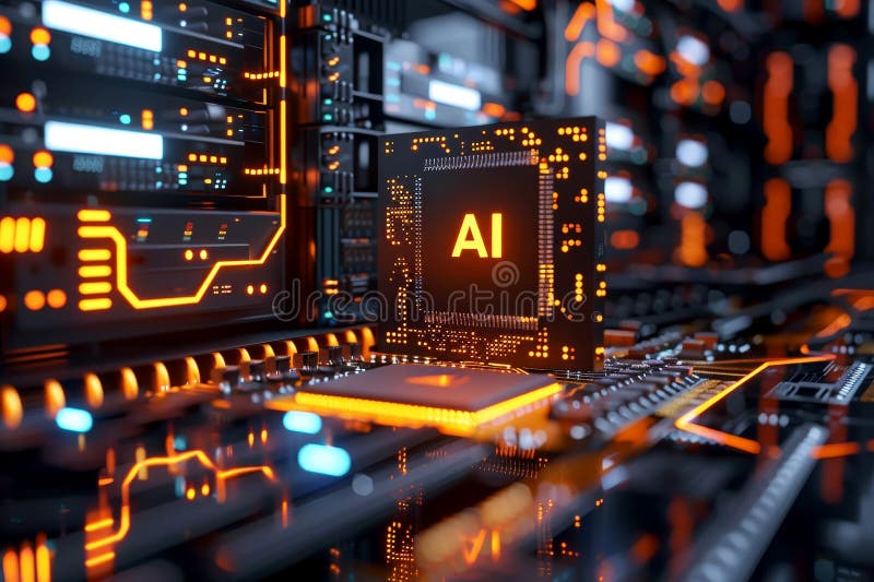 AI Text with Connections and Wires Around for Technology Concept ...