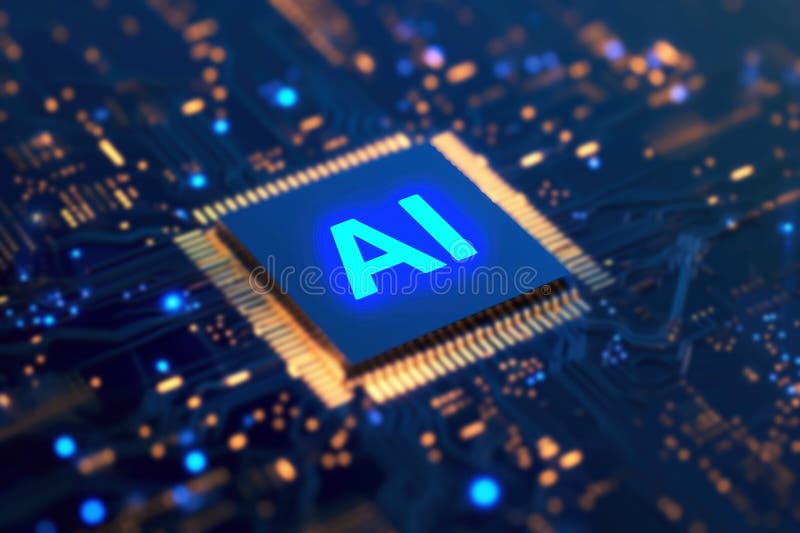 AI Text on CPU Circuit Board, Artificial Intelligence Concept. AI ...