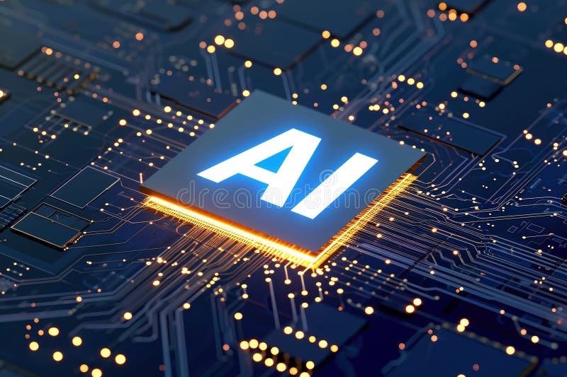 AI Text on CPU Circuit Board, Artificial Intelligence Concept. AI ...
