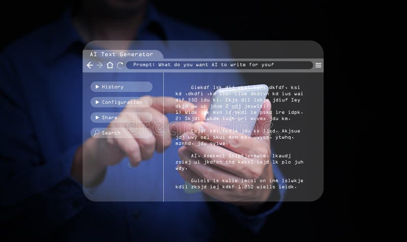 AI Text Generator Concept: a Man Uses Ai, Artificial Intelligence, on ...