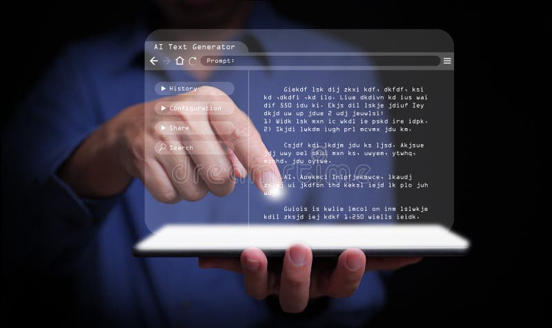 AI Text Generator Concept: a Man Uses Ai, Artificial Intelligence, on ...