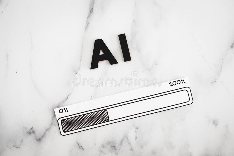 AI Text Made of Wooden Letters Next To Progress Bar Loading, Concept of ...