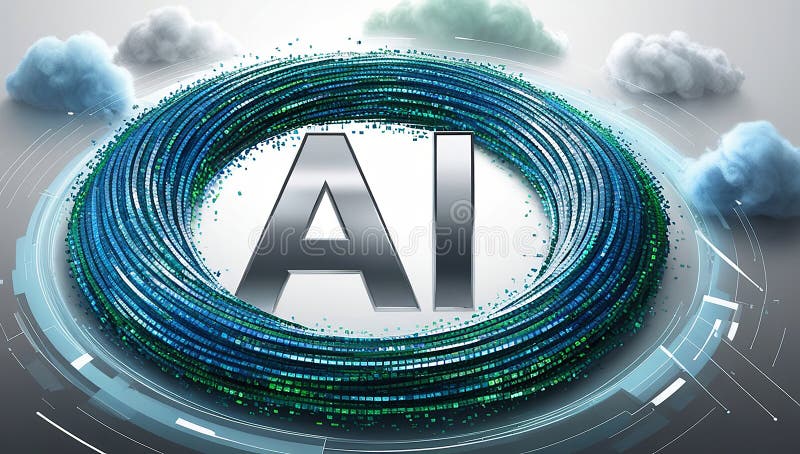 AI Text Surrounded by Data Streams, Symbolizing Big Data Processing ...