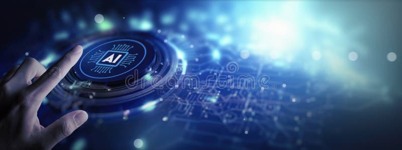 AI Theme with Hand Pressing a Button on a Technology Stock Photo ...