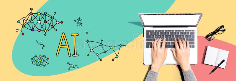 AI Theme with Person Using a Laptop Stock Photo - Image of information ...