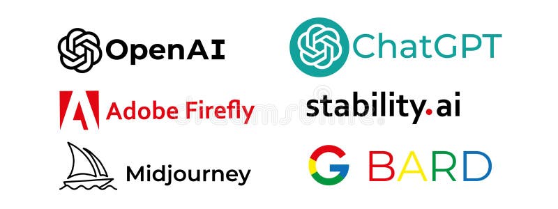 AI tools logo set. editorial stock image. Illustration of circle ...