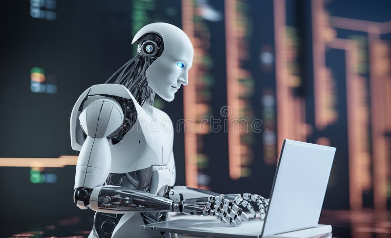 AI Trading. AI Robot on ChatGPT Generate Analytic Trading Chart Stock Illustration ...