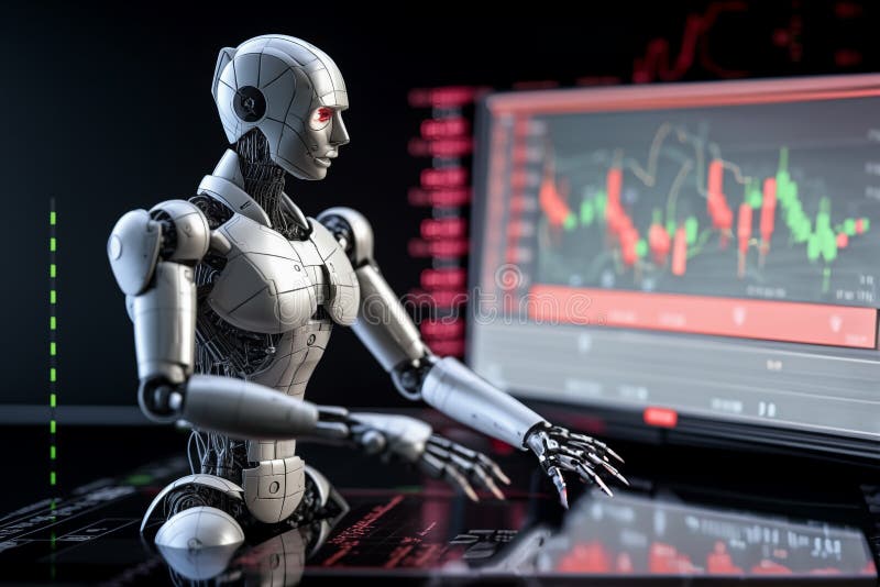 AI Trading. AI Robot on ChatGPT Generate Analytic Trading Chart Stock Illustration ...