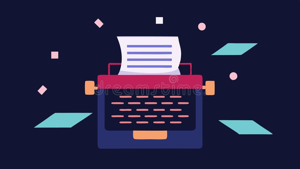 AI Typewriter a Stylized Typewriter with Glowing Keys Surrounded by ...