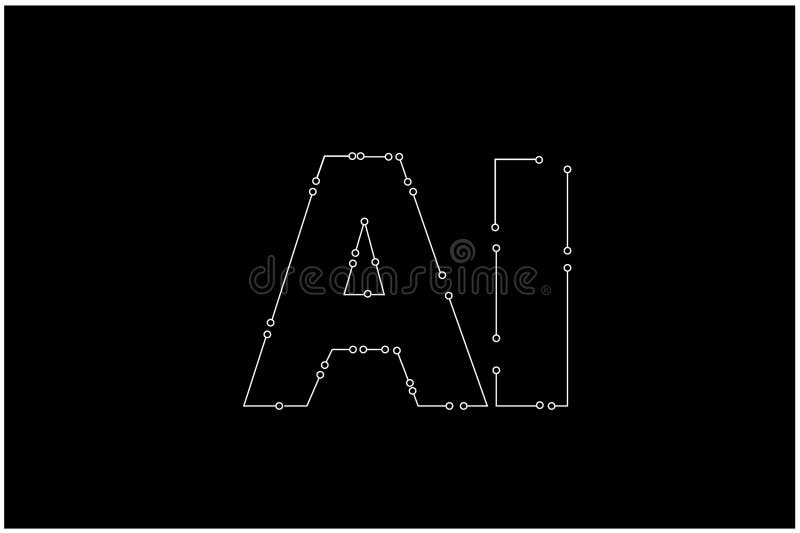 Ai Typography Icon,artificial Intelligence Technology Alphabet, Stock ...