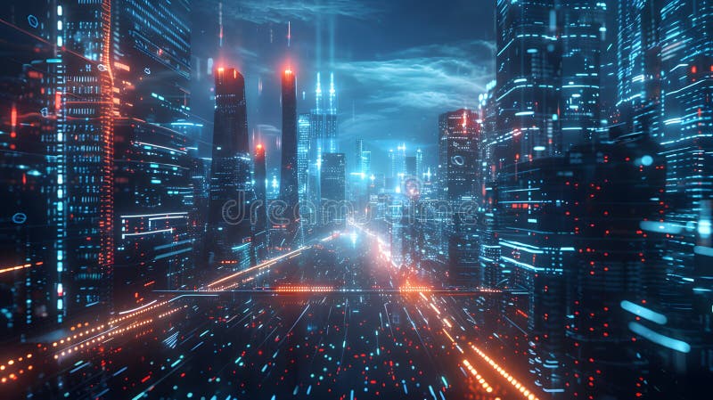 AI Urban Environment Digital Networks Stock Illustration - Illustration ...
