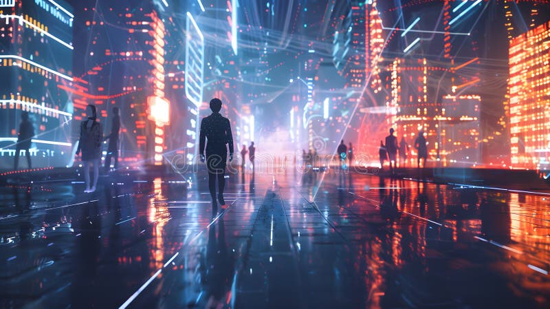 Urban Environment Digital Networks Futuristic Stock Illustration ...