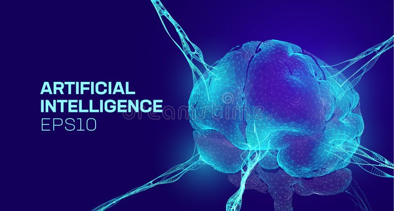 AI Vector Background. Artificial Intelligence Brain. Psychology Vector ...