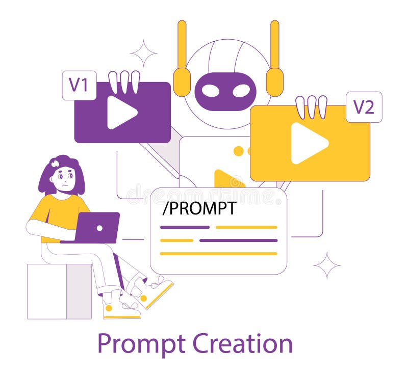 Ai for Video Creation. Flat Stock Vector - Illustration of artificial ...