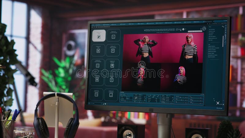 AI Virtual Assistant on Computer Screen Outputting High Resolution Photos Stock Footage - Video ...