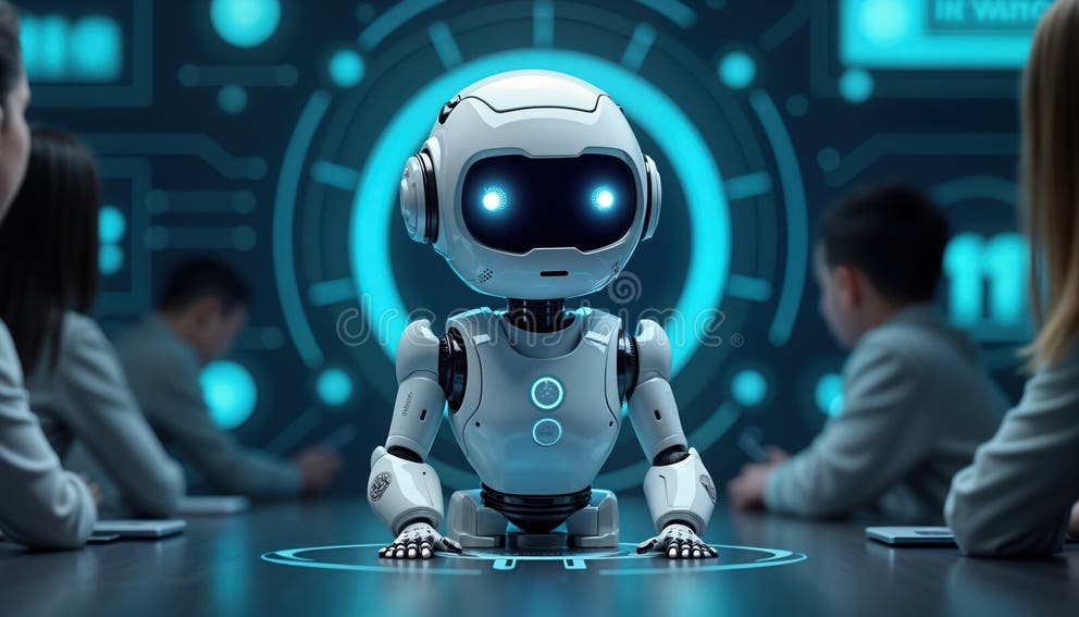 AI Virtual Assistant Interacts with Clients in Modern Office Setting ...