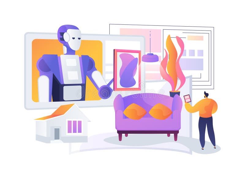 AI Virtual Interior Design Abstract Concept Vector Illustration. Stock ...