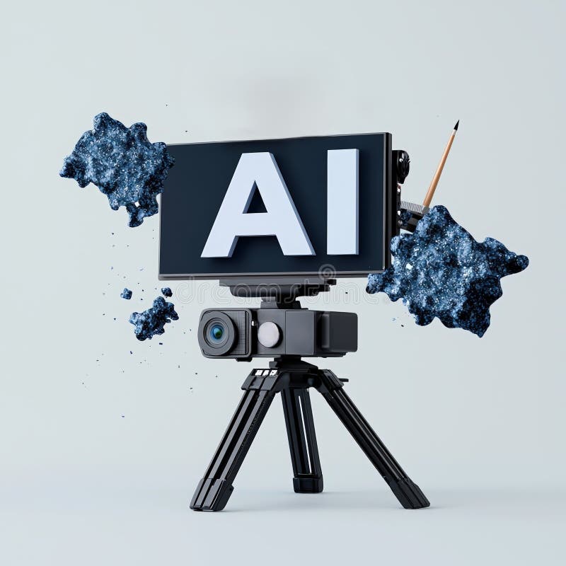 AI Visual Representation with Camera Equipment Stock Illustration ...