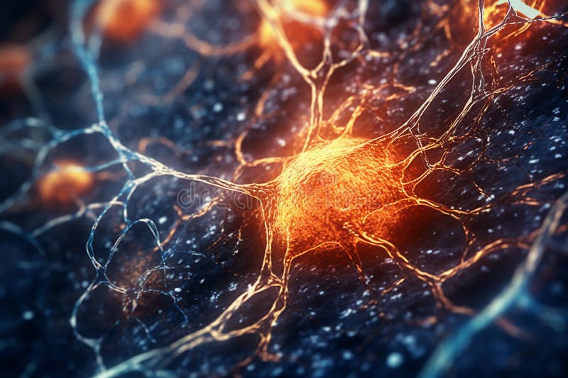 Active Nerve Cells in the Brain, 3D Visualization Stock Illustration ...