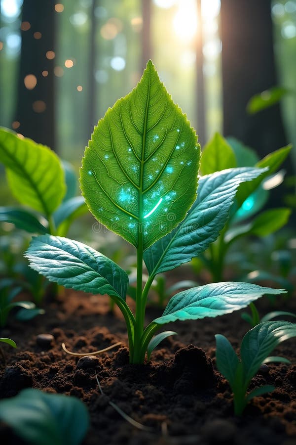 Futuristic Growth — AI-Generated Vision of Digital Nature Stock Photo ...