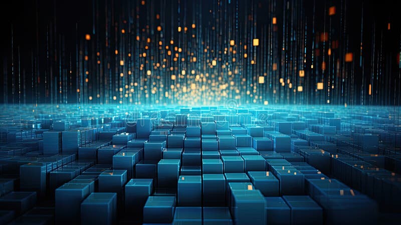 Visualizing Big Data Generated By An Clustering Algorithm In Glowing Cube Design Stock