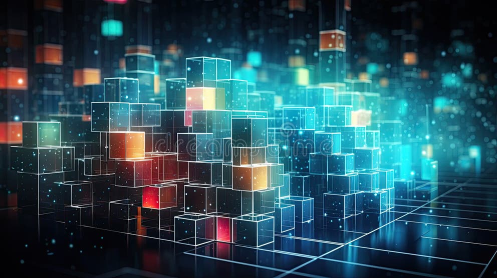 Visualizing Big Data Generated by an Clustering Algorithm in a Glowing Cube Design Stock ...