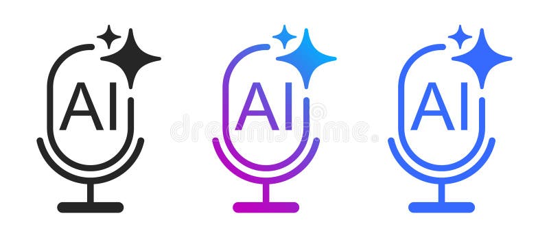AI Voice Assistant Logo, Microphone with Sparkle Star Button ...