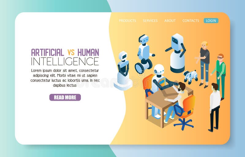 Ai Vs Human Landing Page Website Vector Template Stock Illustrations ...