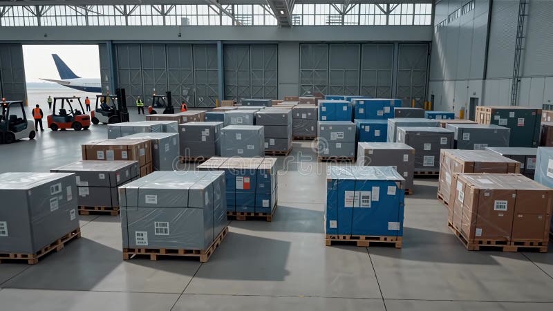 AI Warehouse Stacked with Cargo Pallets Stock Video - Video of system ...