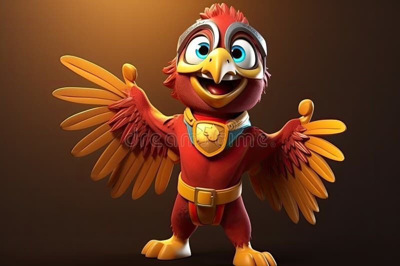 Wings of Justice: 3D-Generated Parrot Soars As a Superhero on Orange ...