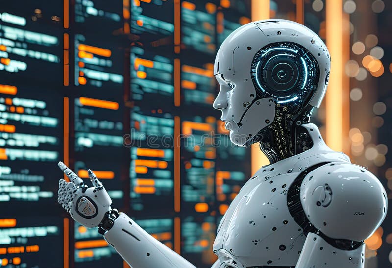 AI Wisdom, Program Code Running in AI, Technological Computer Background, Stock Illustration ...