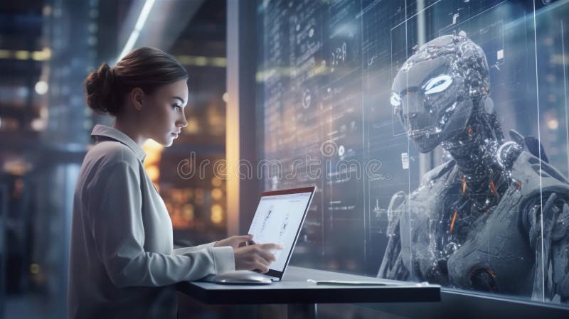 AI at Work. AI Generated stock illustration. Illustration of ...