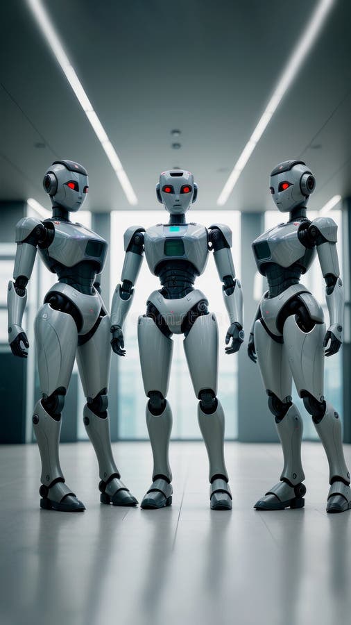 Team of Robots Working in a Hospital Setting. Generative AI Stock ...