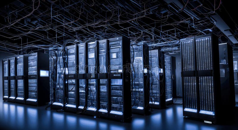 Server Room in Data Center Full of Telecommunication Equipment,concept ...