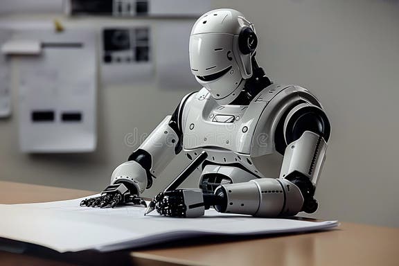 AI Writing Assistant Concept. Robot Writing Stock Image - Image of ...