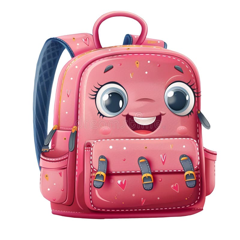 Pink Cartoon Backpack with Smiley Face. Generative AI Stock Image ...