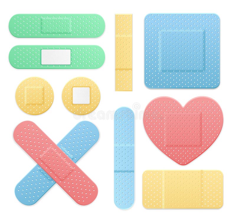Aid Band Plaster Medical Patch Color Set. Vector Stock Vector ...