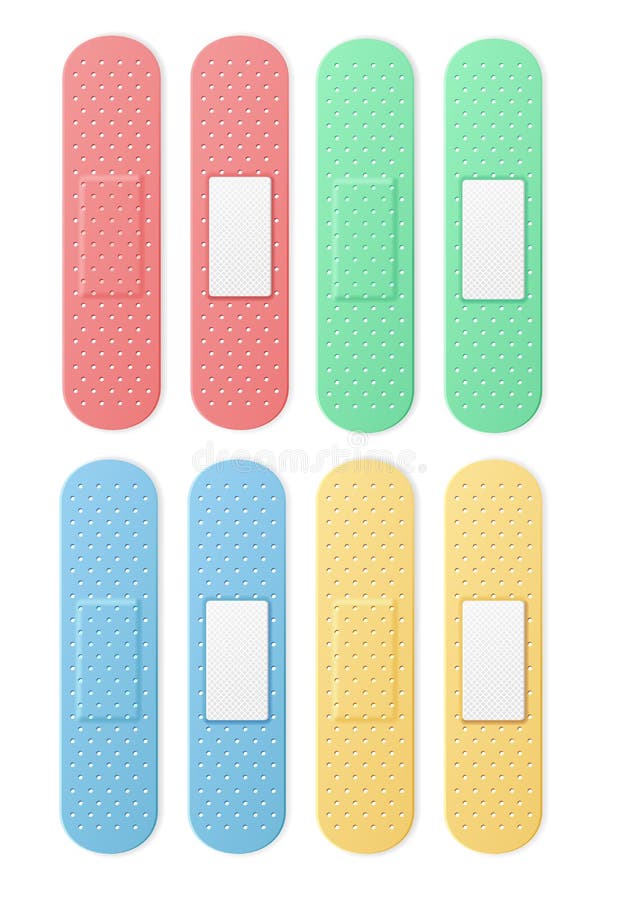 Aid Band Plaster Strip Medical Patch Set Color. Vector Stock Vector ...