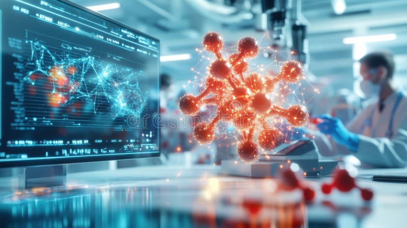 AIDriven 3D Rendering in Drug Design Laboratory Stock Illustration ...