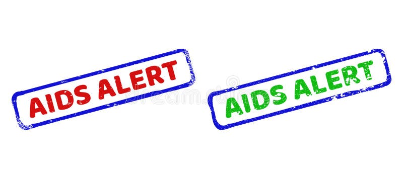 Aids Alert Bicolor Rough Rectangular Stamp Seals With Corroded Surfaces