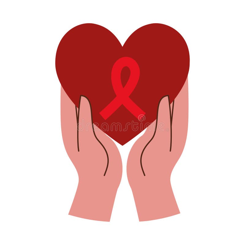 Aids Day Ribbon in Heart with Hands Stock Vector - Illustration of ...