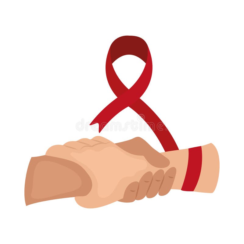 Aids Day Ribbon and Shaking Hands Stock Vector - Illustration of vector ...