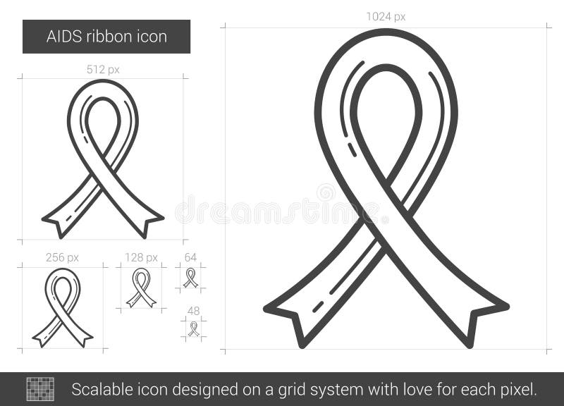 AIDS ribbon line icon. stock vector. Illustration of multiethnic - 80695790