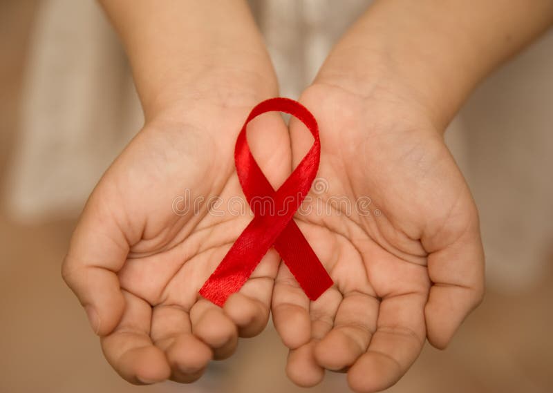 Aids Symbol in Hands Red Ribbon Stock Image - Image of awareness, hope ...