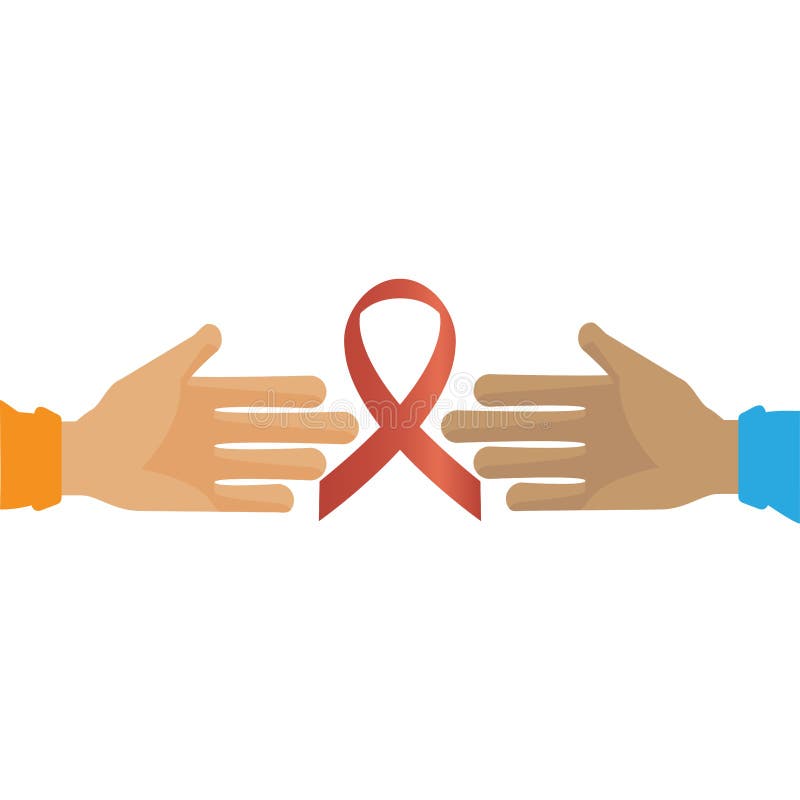 AIDS and two hands stock vector. Illustration of linear - 235224305
